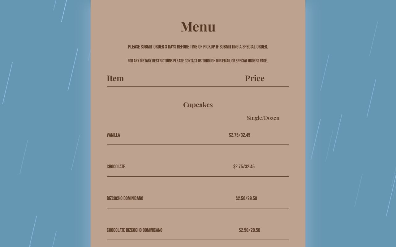 Fairhaven Menu